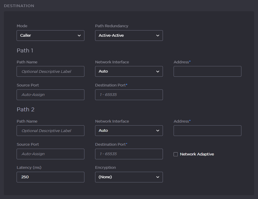 Configuring SRT Path Redundancy